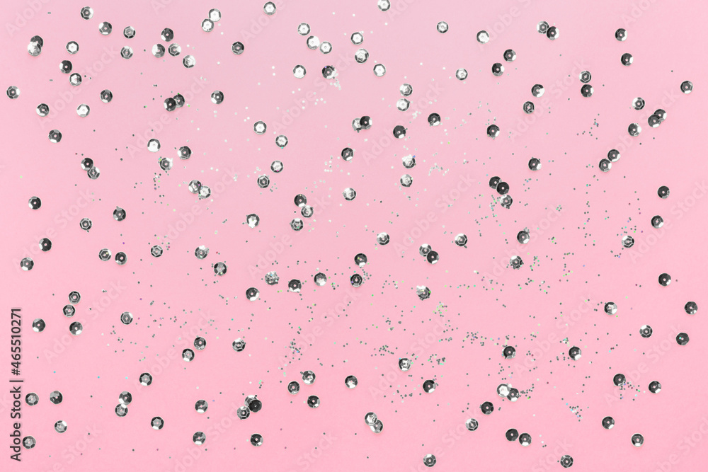 Pink background with silver sequins. Festive backdrop for your projects ...