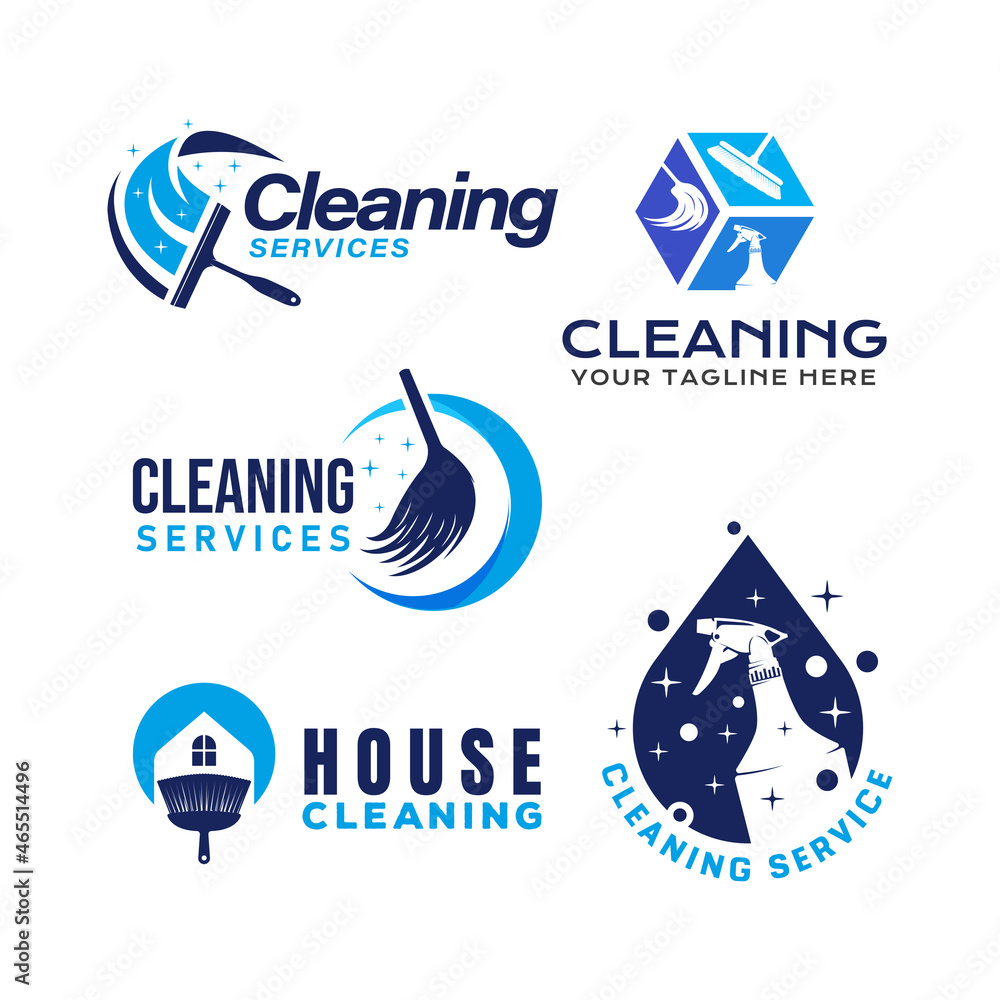 Collection of House cleaning service logo design template Stock Vector ...