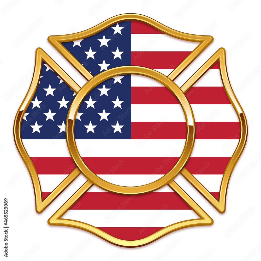 blank fire department logo base with usa flag Stock Vector | Adobe Stock