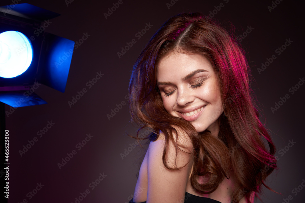 woman model attractive look model photography studio spotlight dark background Stock Photo ...