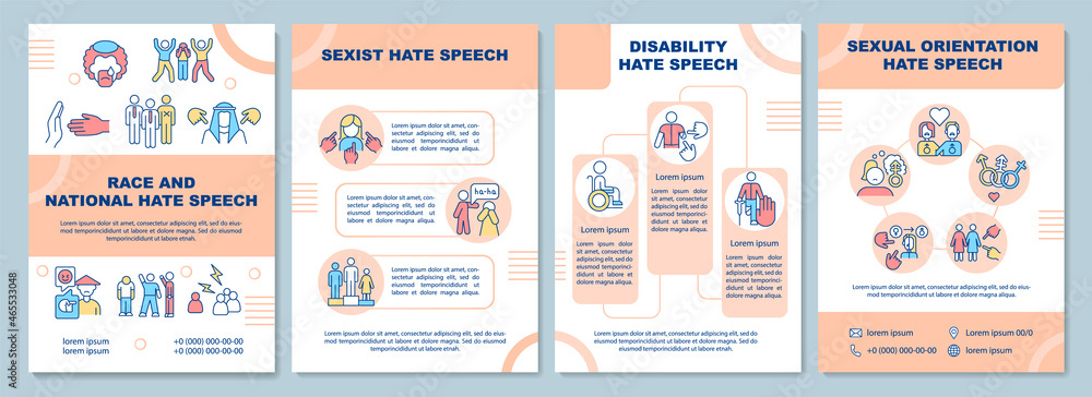 Vektorová grafika „Racist and national hate speech brochure template ...
