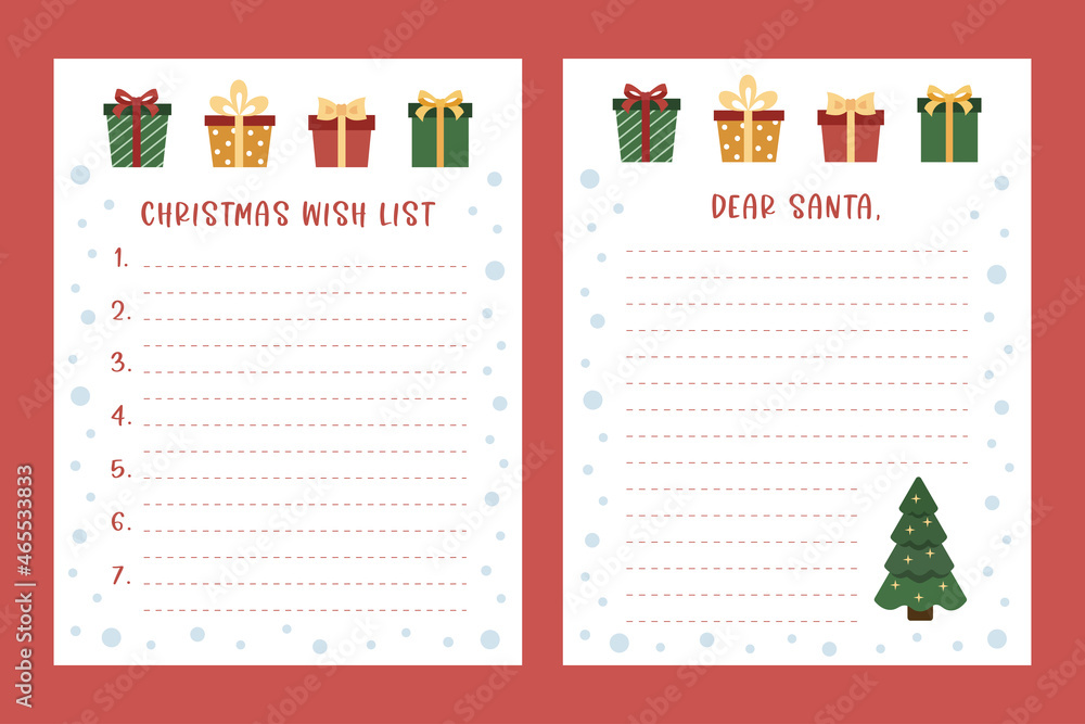 Letter to Santa and wish list. Printable Christmas holiday kit ...