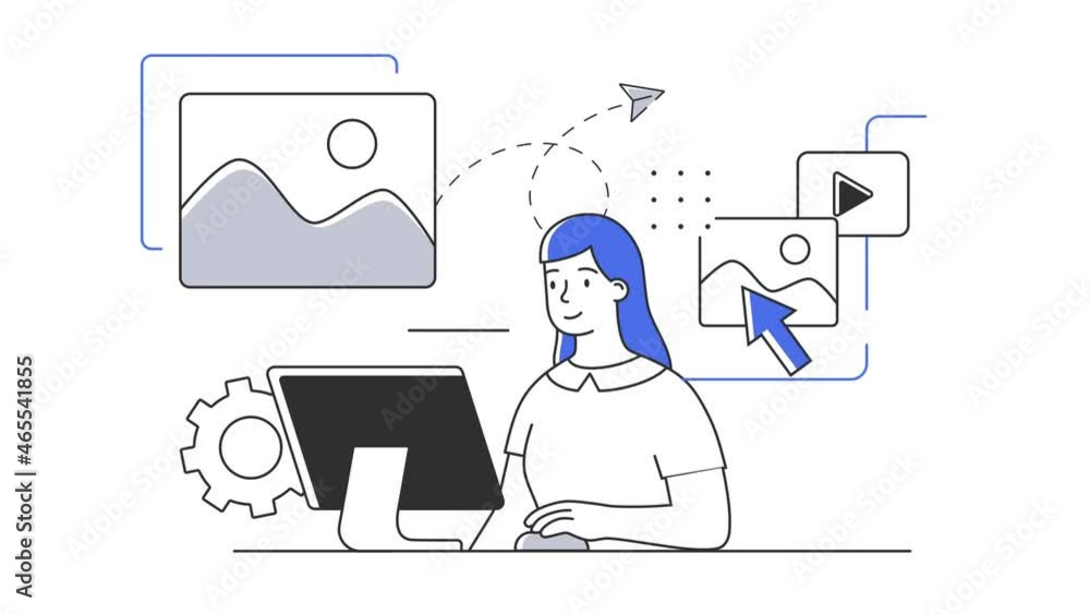 Vidéo Stock Pretty woman with creative occupation is sitting at the ...