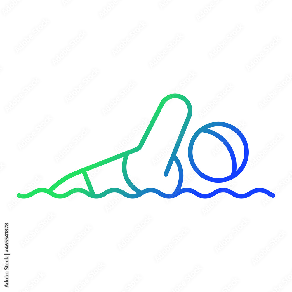 Adaptive swimming gradient linear vector icon. Aquatics sport. Swimming ...
