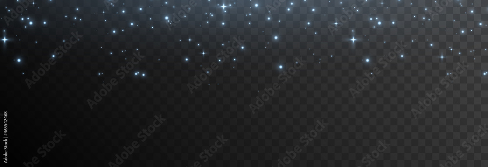 Vector magic glow. Magic blue dust falls from the sky. Glittering dust ...