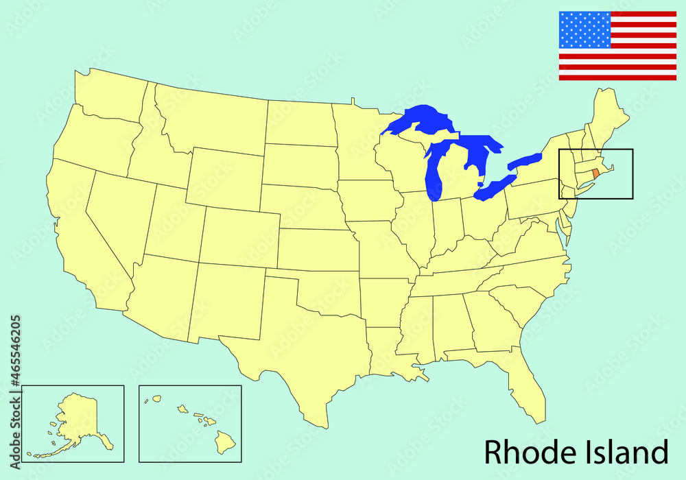 usa map with states, rhode island, vector illustration Stock Vector ...