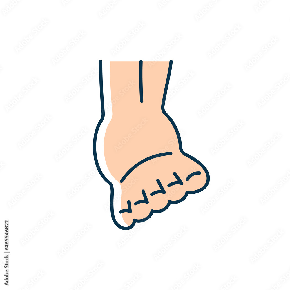 Joint sprain RGB color icon. Ankle ligaments tearing. Sports injury ...
