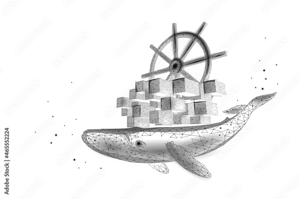Whale and container computer docker developer app concept. Business ...