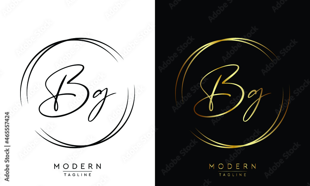 bg signature handwritten elegant logo design template vector Stock ...