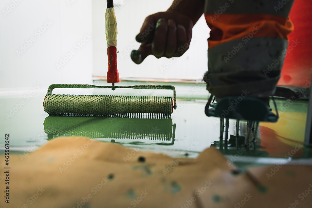 Epoxy flooring tools, preparation and application of epoxy resin Stock ...