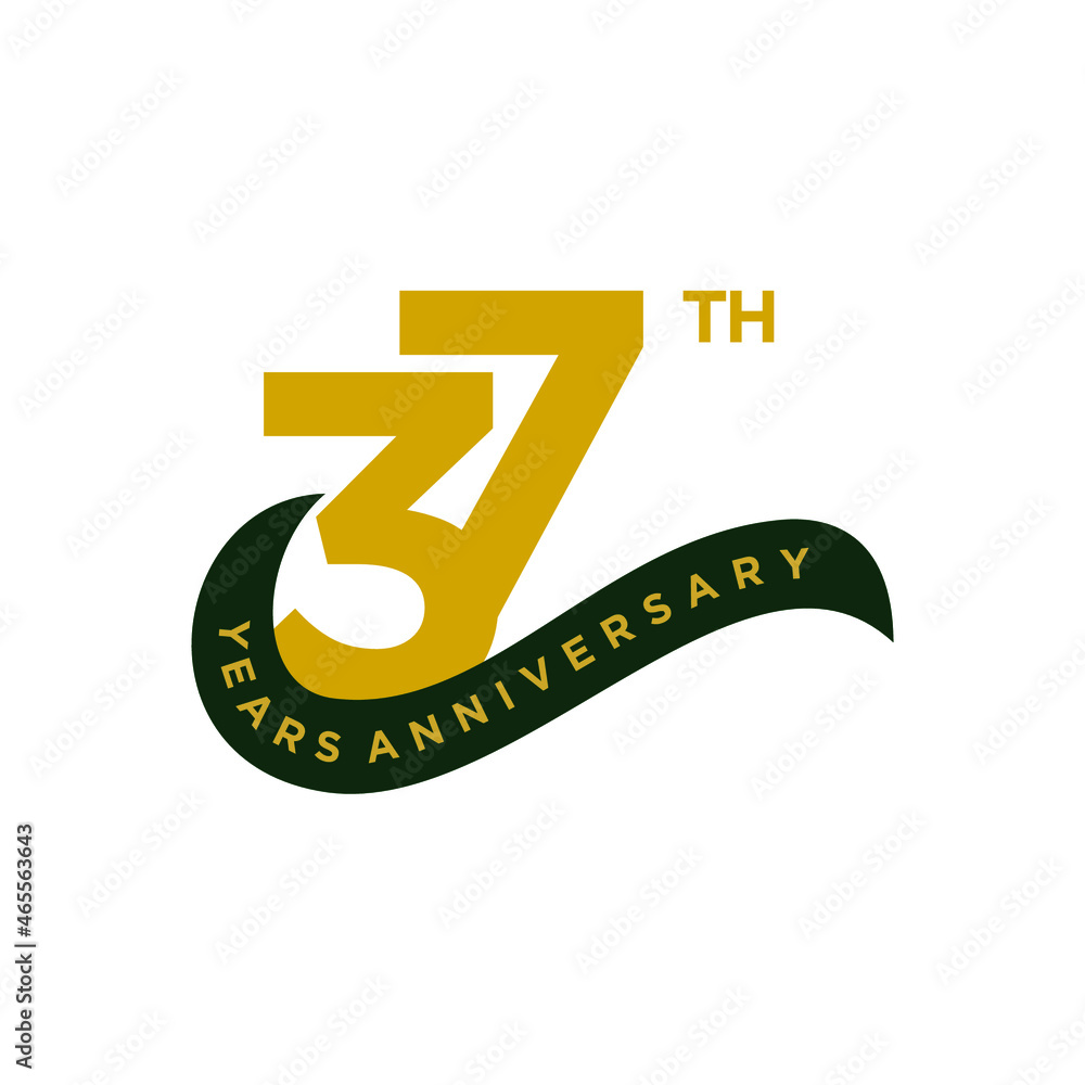 37 years anniversary. Anniversary template design concept with golden ...