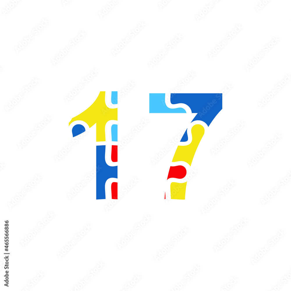 Vetor de 17 Puzzle Number Template. Anniversary template design concept ...