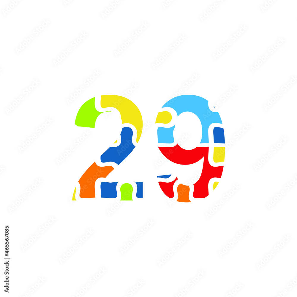 29 Puzzle Number Template. Anniversary template design concept with ...
