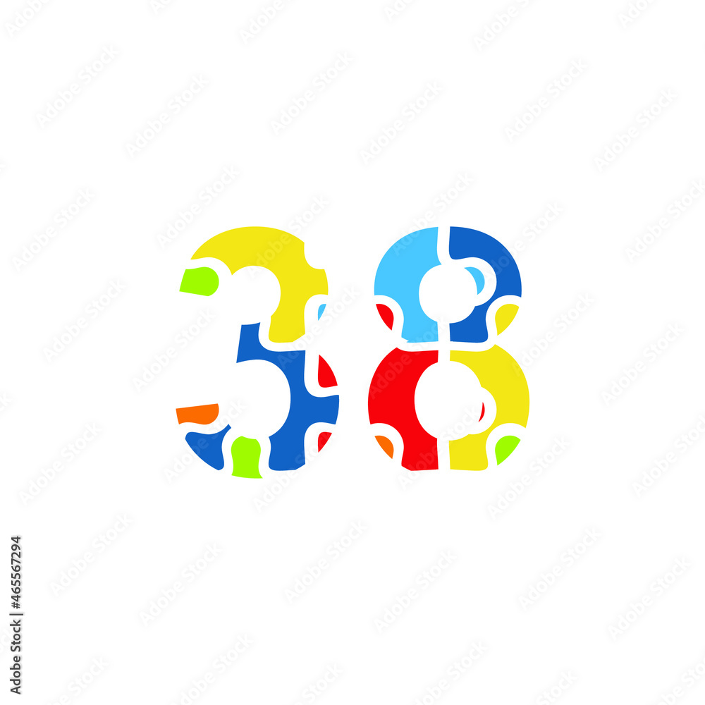 38 Puzzle Number Template. Anniversary template design concept with ...