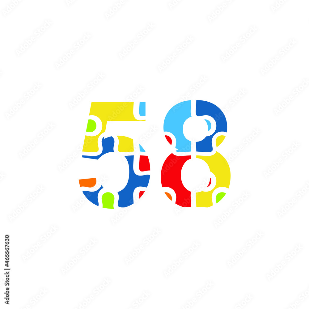 58 Puzzle Number Template. Anniversary template design concept with ...