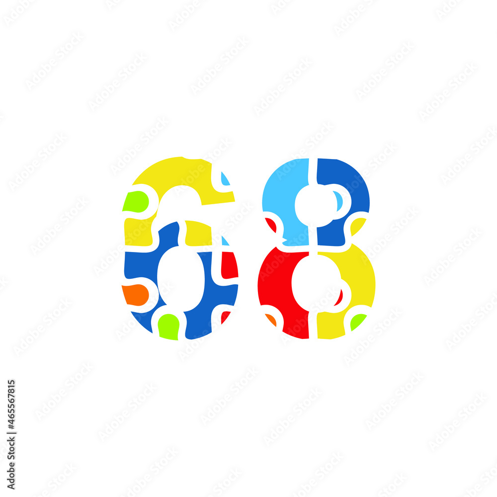 68 Puzzle Number Template. Anniversary template design concept with ...