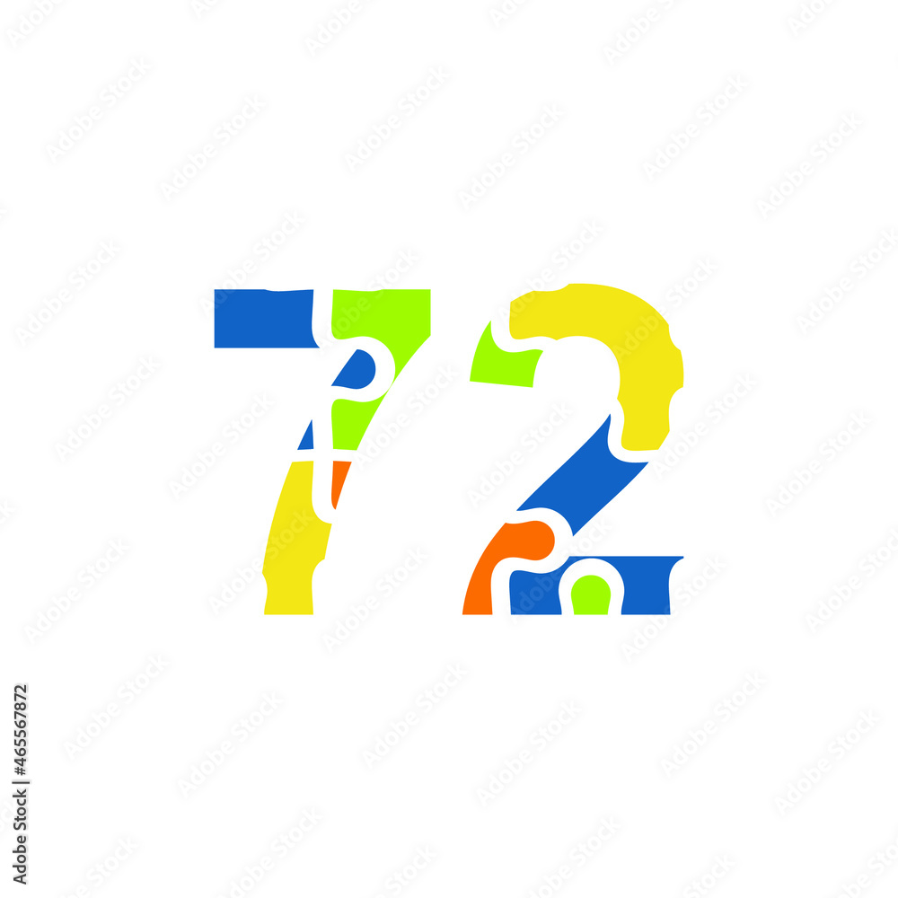 72 Puzzle Number Template. Anniversary template design concept with ...