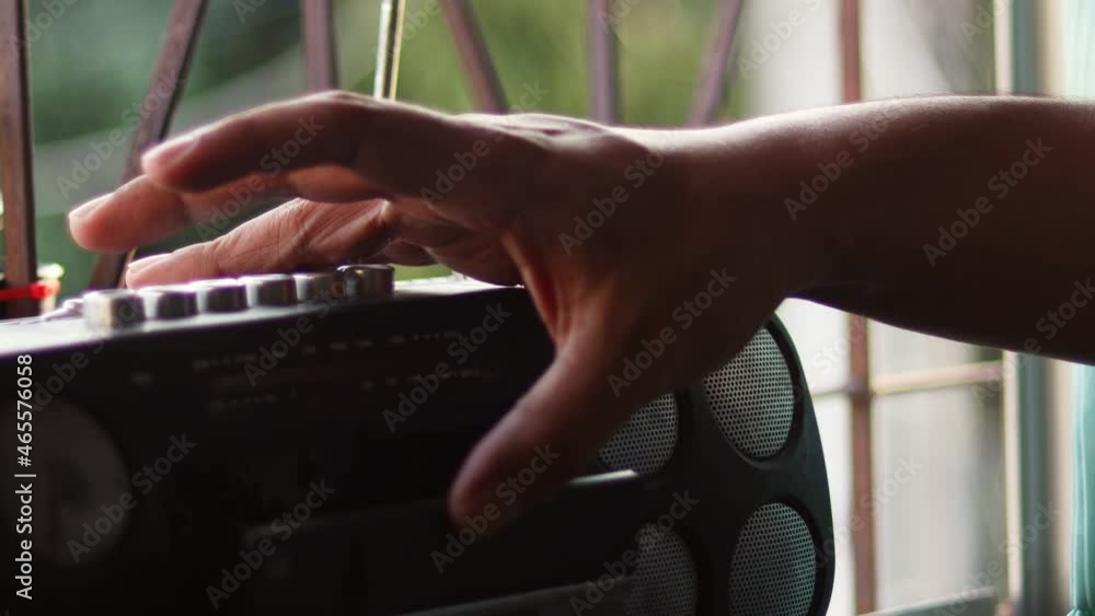 Close Up hand with mustache and mullet from the 70s 80s 90 listens to ...