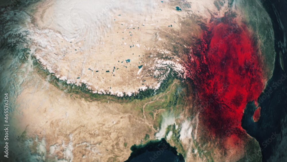 Coronavirus COVID-19 pandemic world map with orange pinpoints of ...