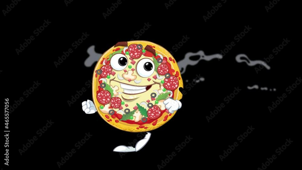 Hot Pizza Character Walk. Cartoon loop animation of a walking smiling ...