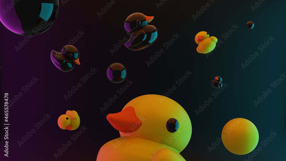 Rubber ducks background 3d model Stock Illustration | Adobe Stock
