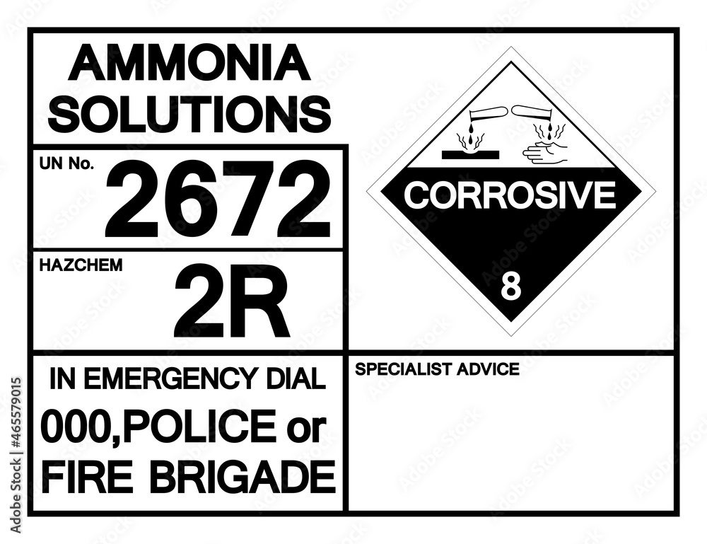 Ammonia Solutions UN2672 Symbol Sign, Vector Illustration, Isolate On ...