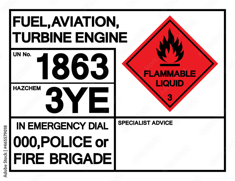 Fuel,Aviation Turbine Engine UN1863 Symbol Sign, Vector Illustration ...