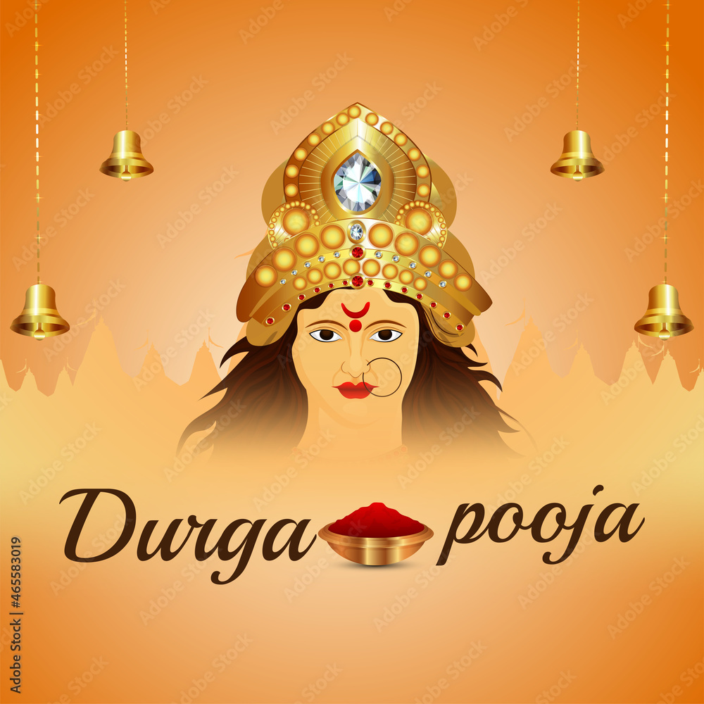 Durga pooja celebration with creative illustration Durga maa and ...