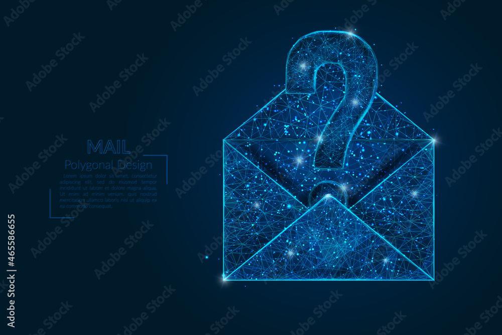 Abstract isolated image of a letter, mail or message with a question ...