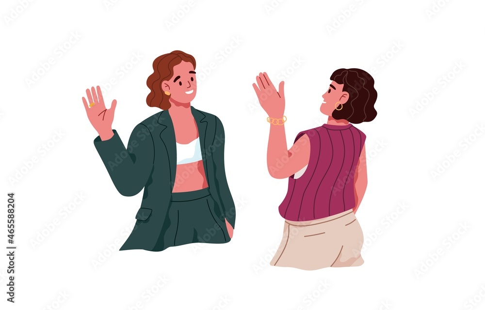 Two People Waving Hello Two People Waving Hello