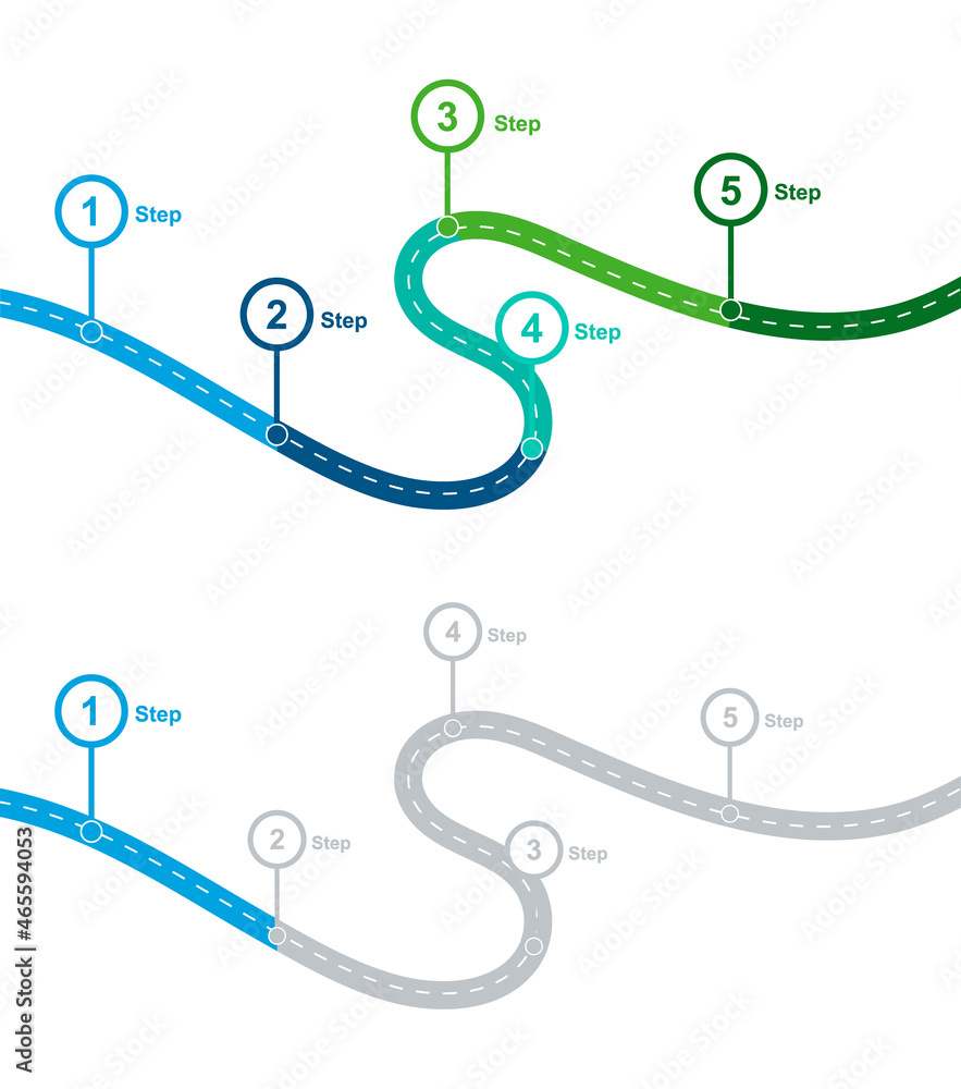 Flat roadmap infographic template. Professional steps infographic Stock ...