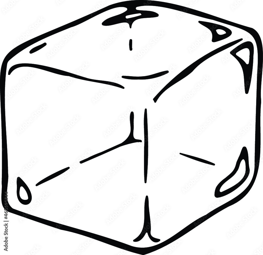 Hand Drawn Ice Cube Clipart Outline Stock Vector | Adobe Stock