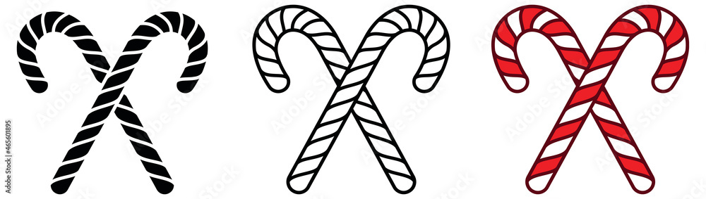 Fotografía Crossed Candy Cane Clipart Set - Outline, Silhouette and ...