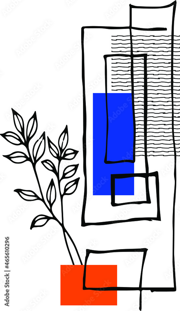 Poster design in abstract avant-garde style with herbs and hand-drawn ...