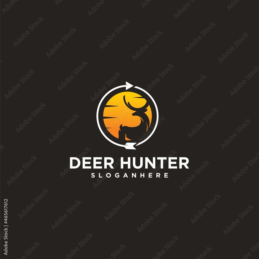 Deer hunting club logo design template vector silhouette of deer head ...