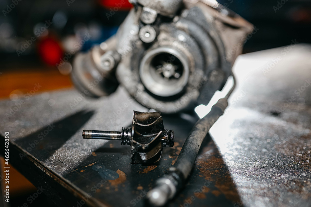 diagnostics and repair of a turbine of a car engine, a turbocharger ...
