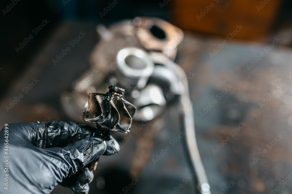 diagnostics and repair of a turbine of a car engine, a turbocharger ...