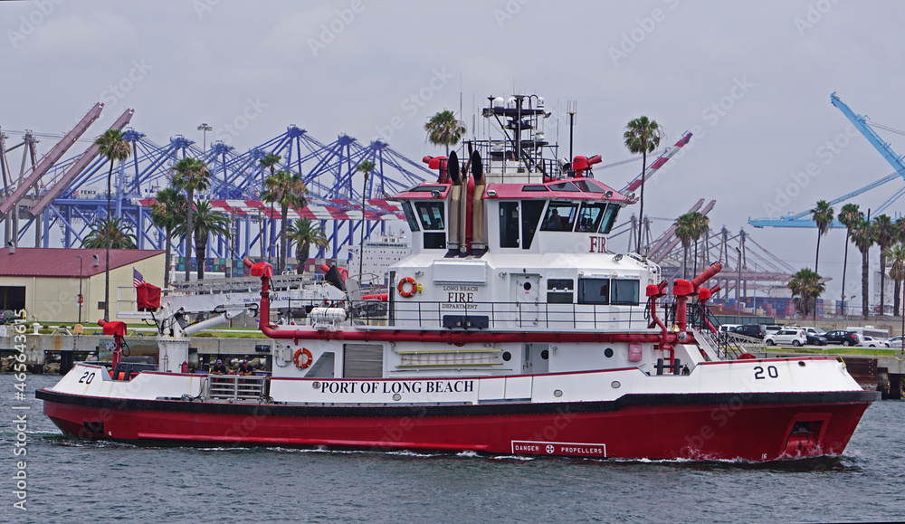 San Pedro, California USA - June 17, 2020: Fireboat Protector from Long ...