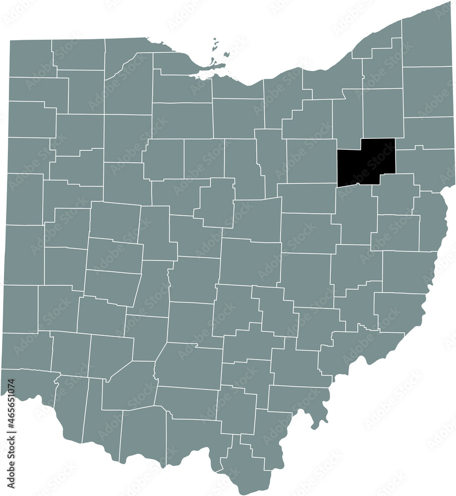 Black highlighted location map of the Stark County inside gray ...