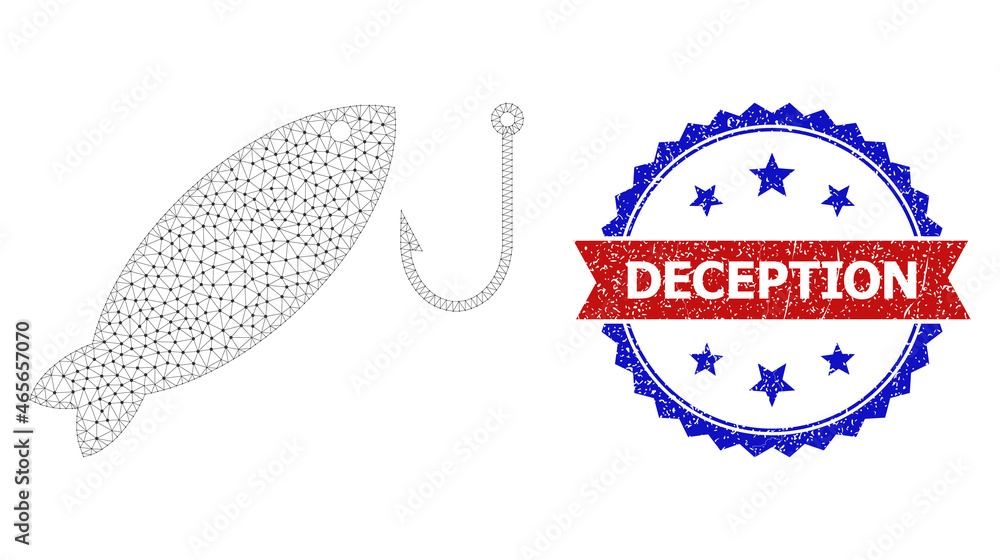 Vetor do Stock: Deception unclean stamp seal, and fishing icon mesh ...