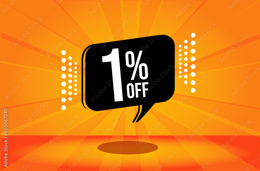 1 percent discount. Orange banner with floating balloon for promotions ...