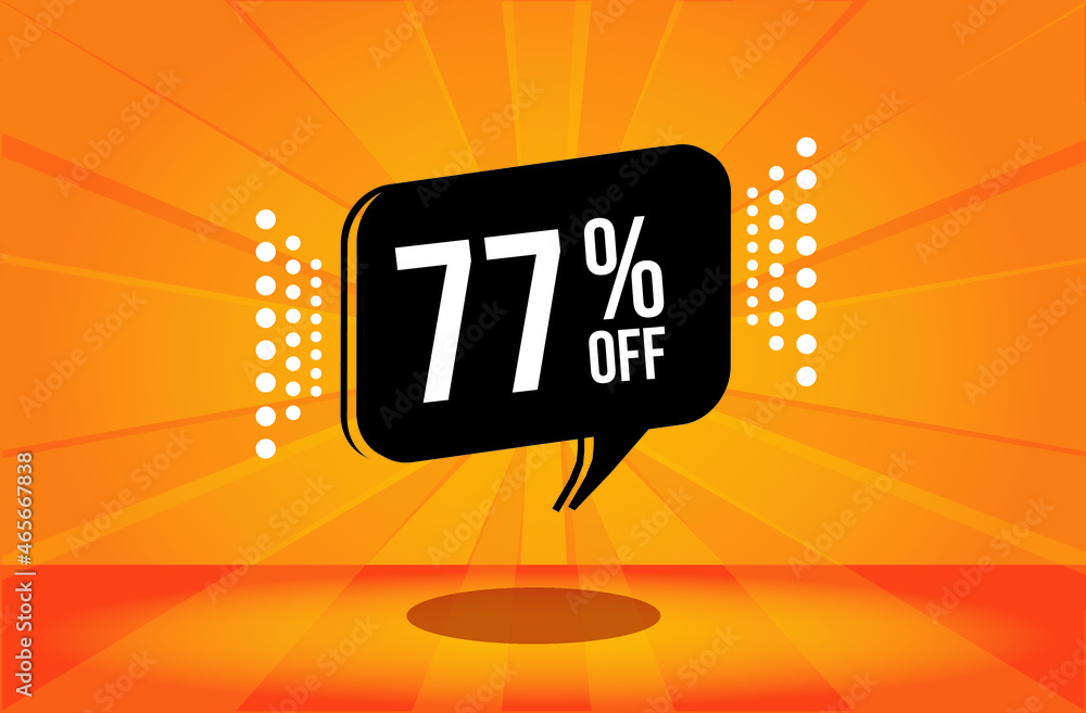 77 percent discount. Orange banner with floating balloon for promotions ...
