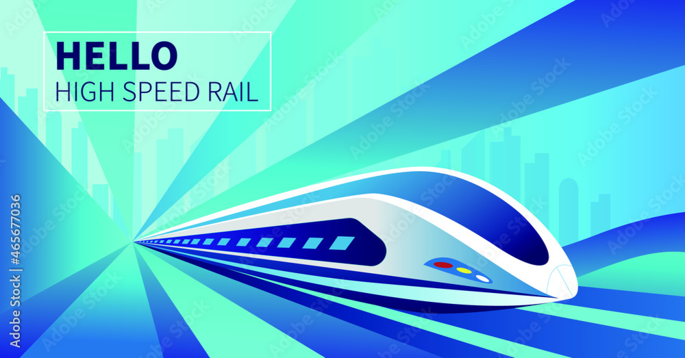 Vector illustration of China's high-speed rail city skyline ...