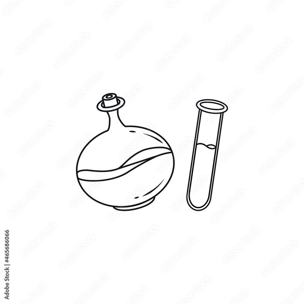 Simple outline vector illustration line art flask illustration ...