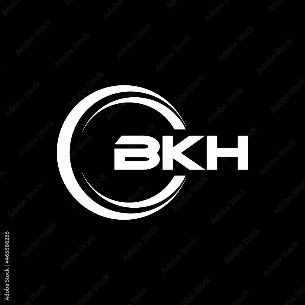 BKH letter logo design with black background in illustrator, vector ...