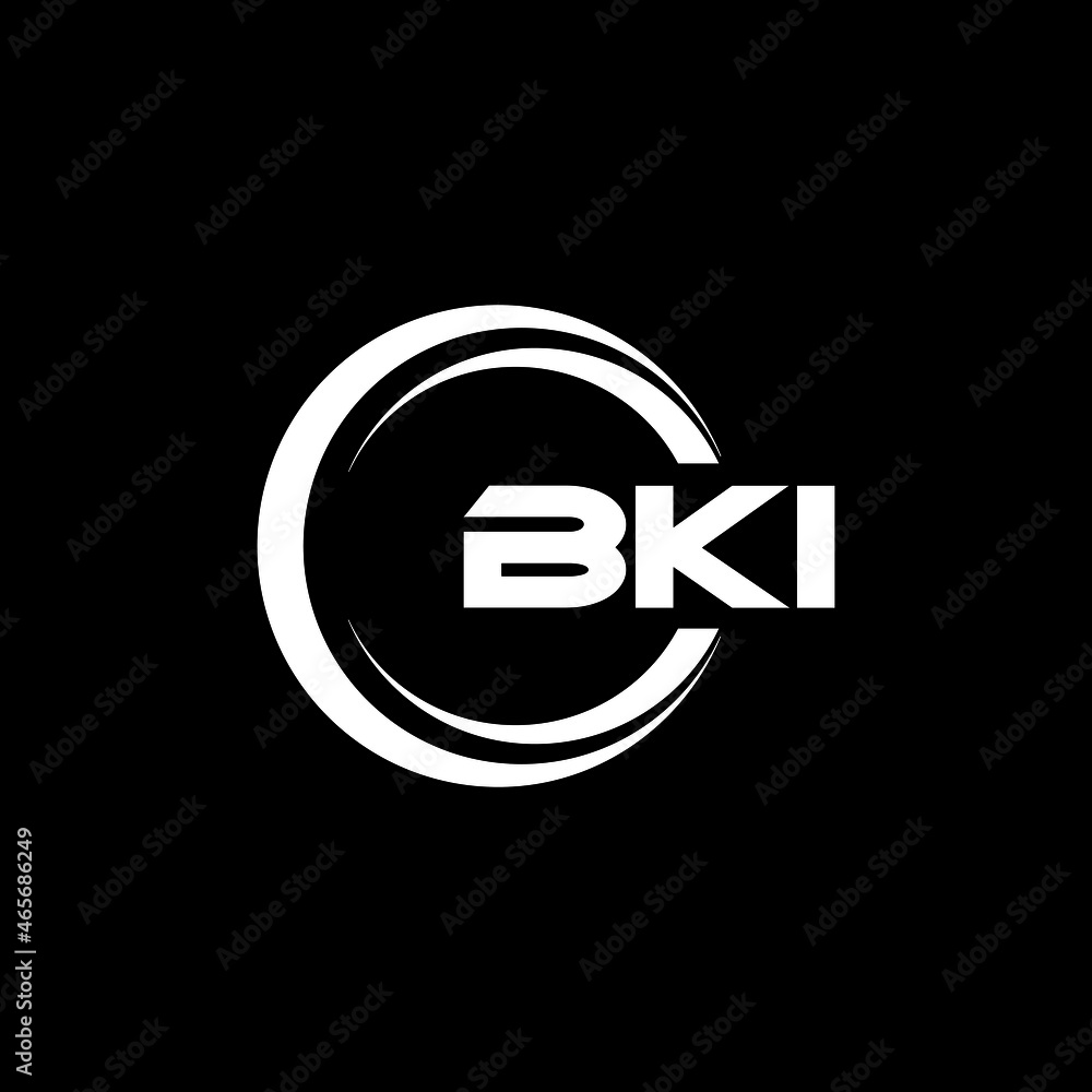 Vetor do Stock: BKI letter logo design with black background in ...