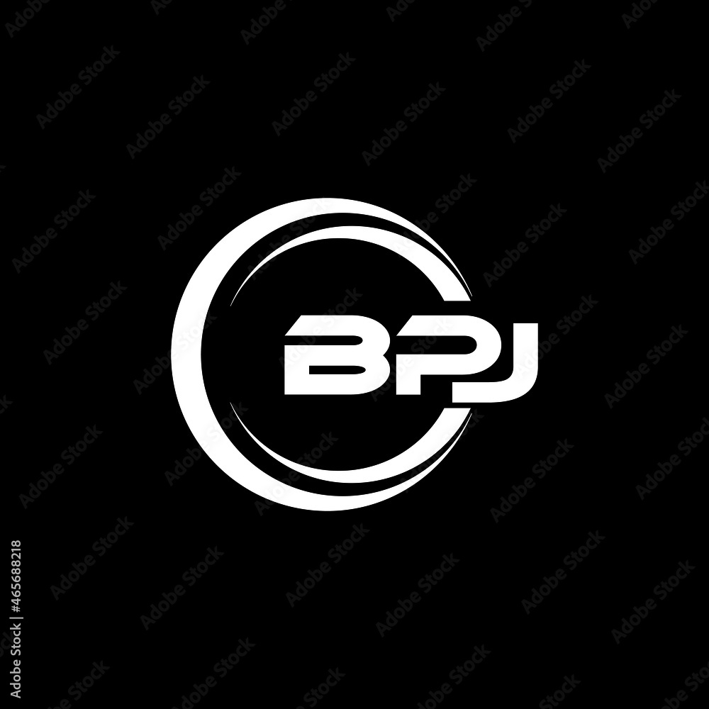BPJ letter logo design with black background in illustrator, vector ...