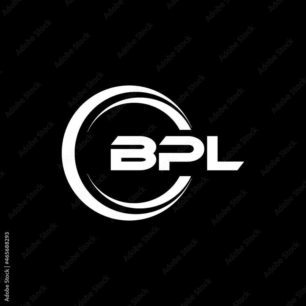 BPL letter logo design with black background in illustrator, vector ...