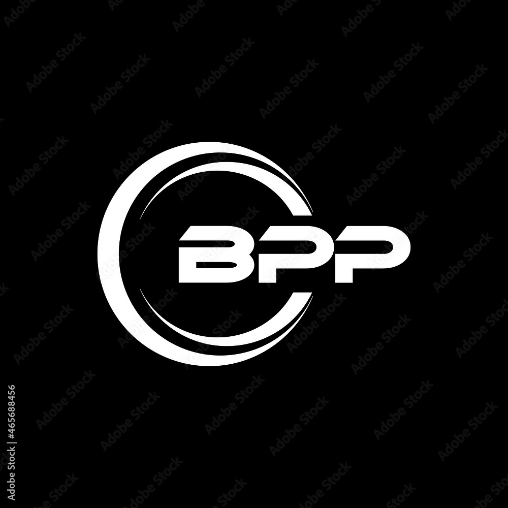 Vecteur Stock BPP letter logo design with black background in ...