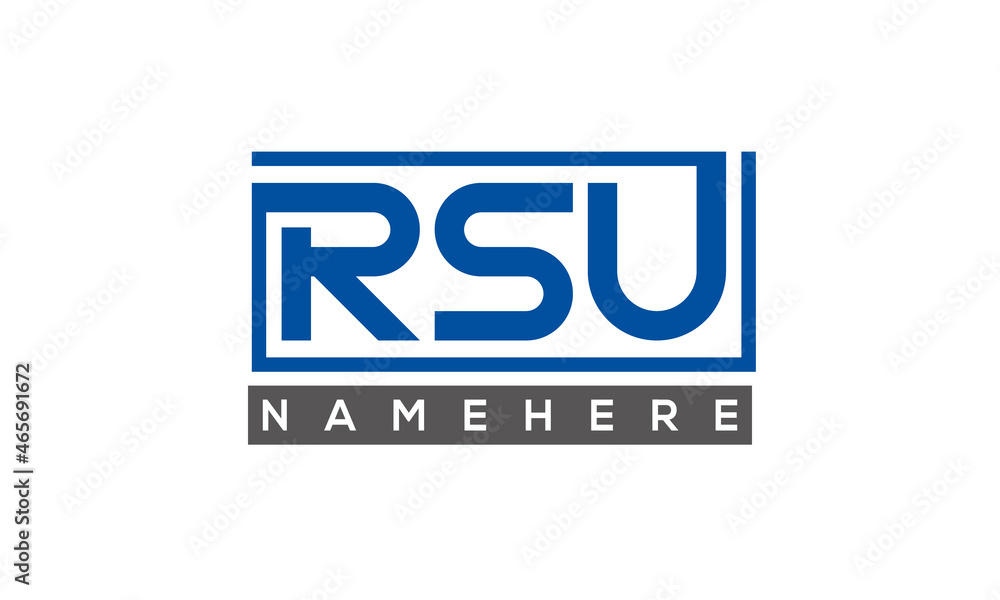 RSU Letters Logo With Rectangle Logo Vector Stock Vector | Adobe Stock